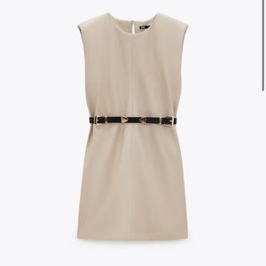 Zara | Dresses | Zara Padded Shoulder Leather Dress | Poshmark